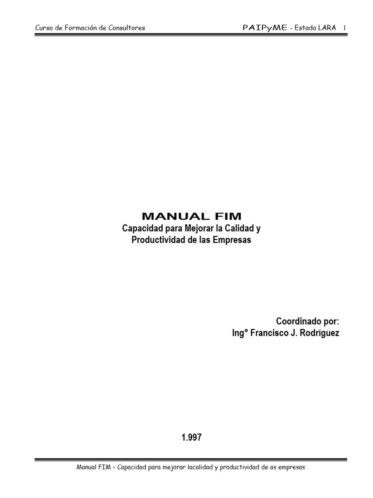 Manual FIM-Capitulo1 | PDF | Calidad (comercial) | Business