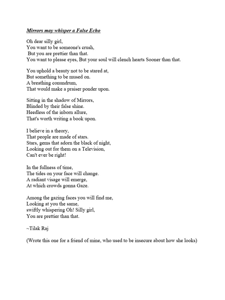 Mirrors May Whisper A False Echo and Other Poems | PDF