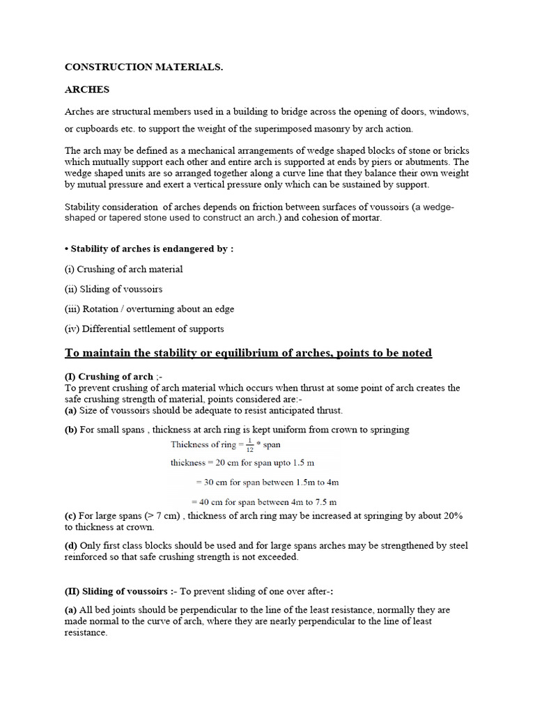 CONSTRUCTION MATERIALS - Arches | Download Free PDF | Building ...