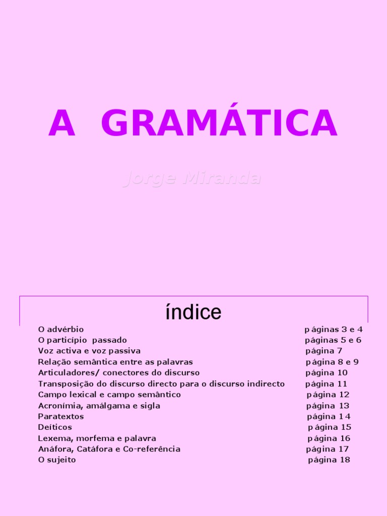 A GRAMÁTICA | PDF | Assunto (gramática) | Palavra