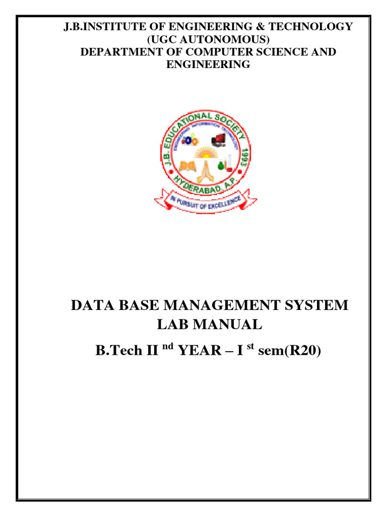 DBMS Lab Manual R20 | PDF | Databases | My Sql