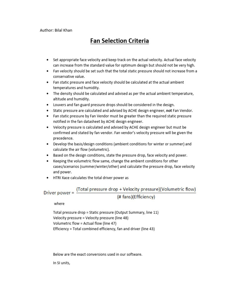 Fan Selection Guide | PDF | Pressure | Humidity