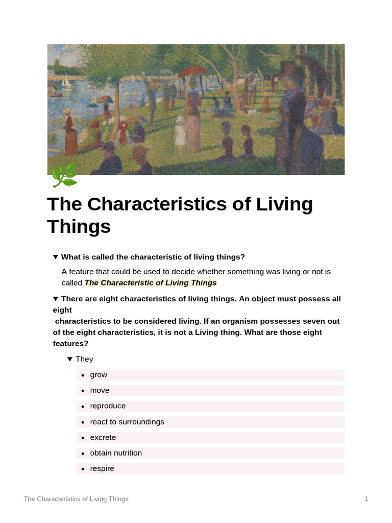 The Characteristics of Living Things | PDF | Cell (Biology) | Field Of View