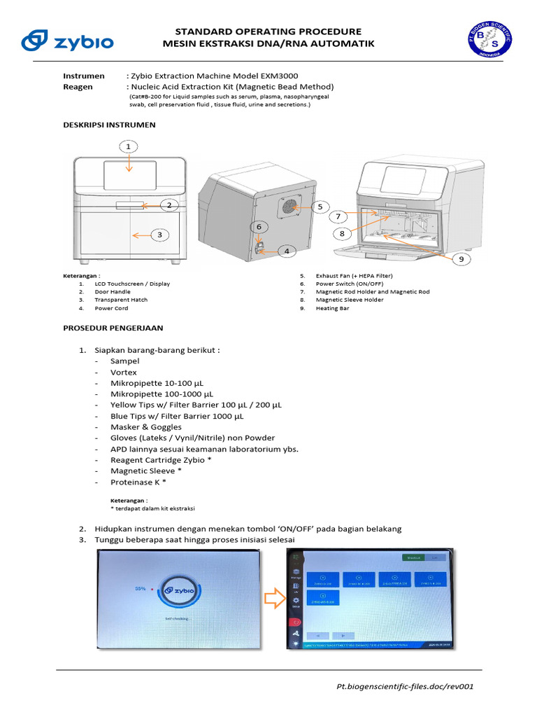 SOP - EXM3000 Zybio Automated RNA DNA Extraction | PDF