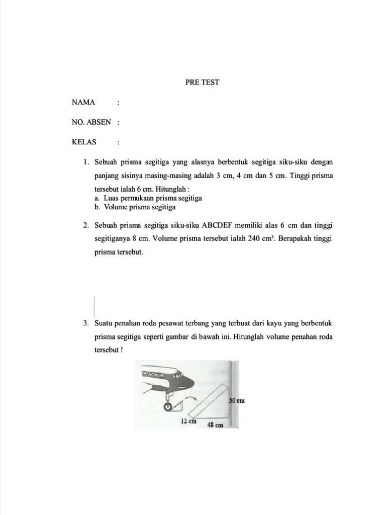 PDF Soal Dan Kunci Jawaban Pre Test Dan Post Test - Compress | PDF