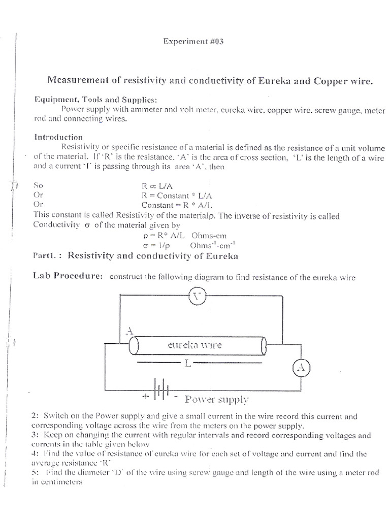 AP Exp5 Conductivity of Eureka Wire | PDF