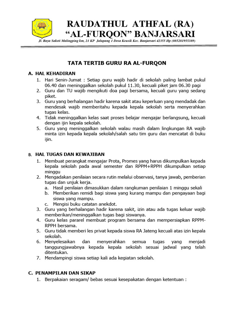 Tata Tertib Guru Ra | PDF | Karier & Perkembangan