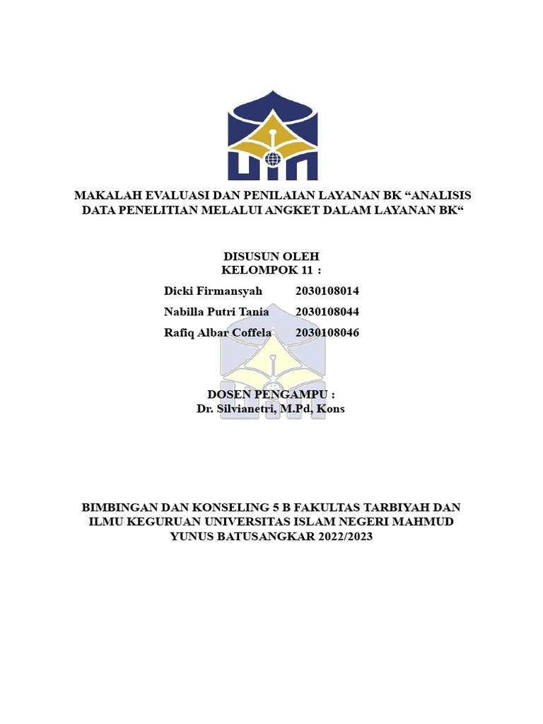 Makalah Kel 11 Evaluasi Dan Penilaian Layanan BK | PDF