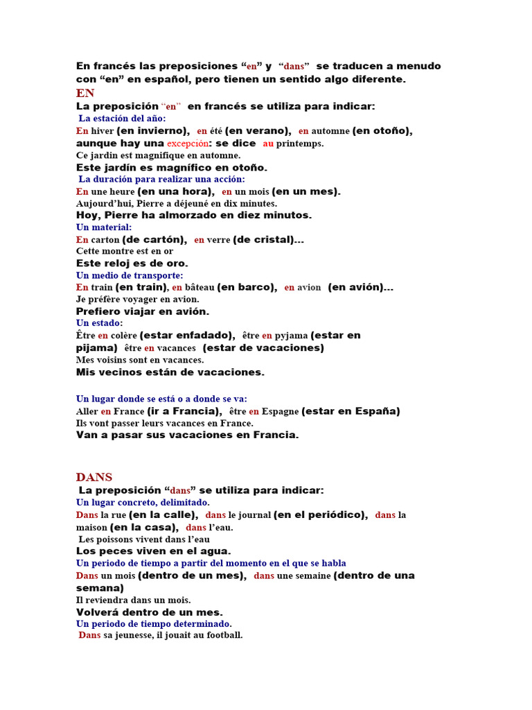 DIFERENCIA ENTRE EN Y DANS | PDF