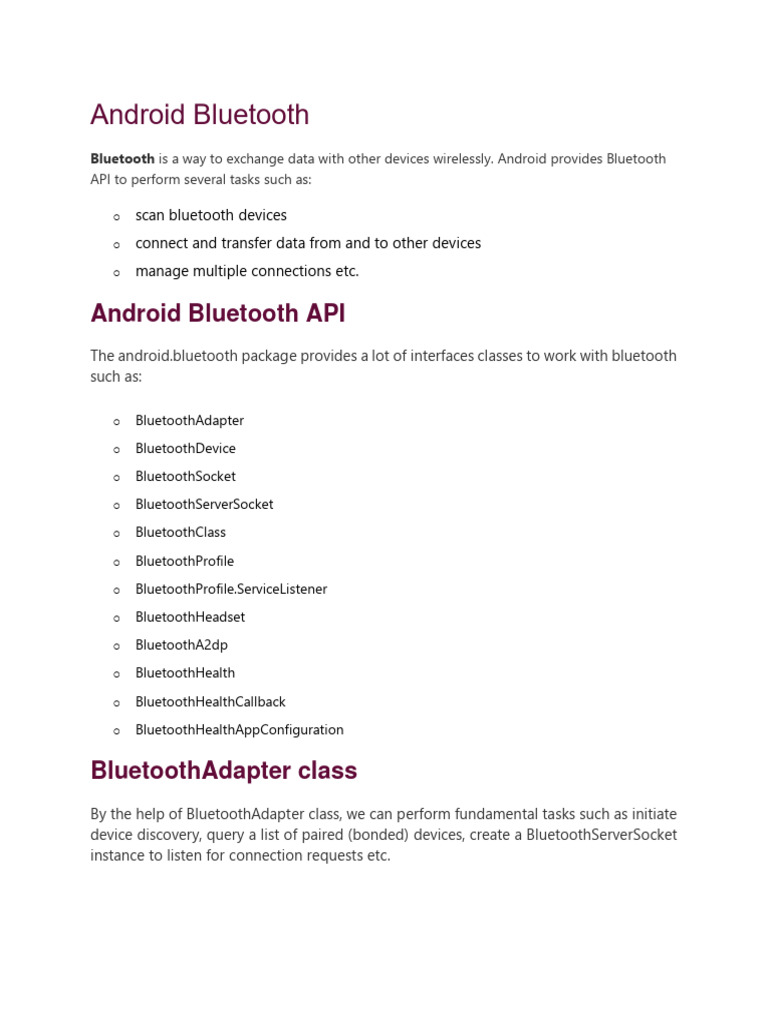 Android Bluetooth | PDF | Bluetooth | Android (Operating System)