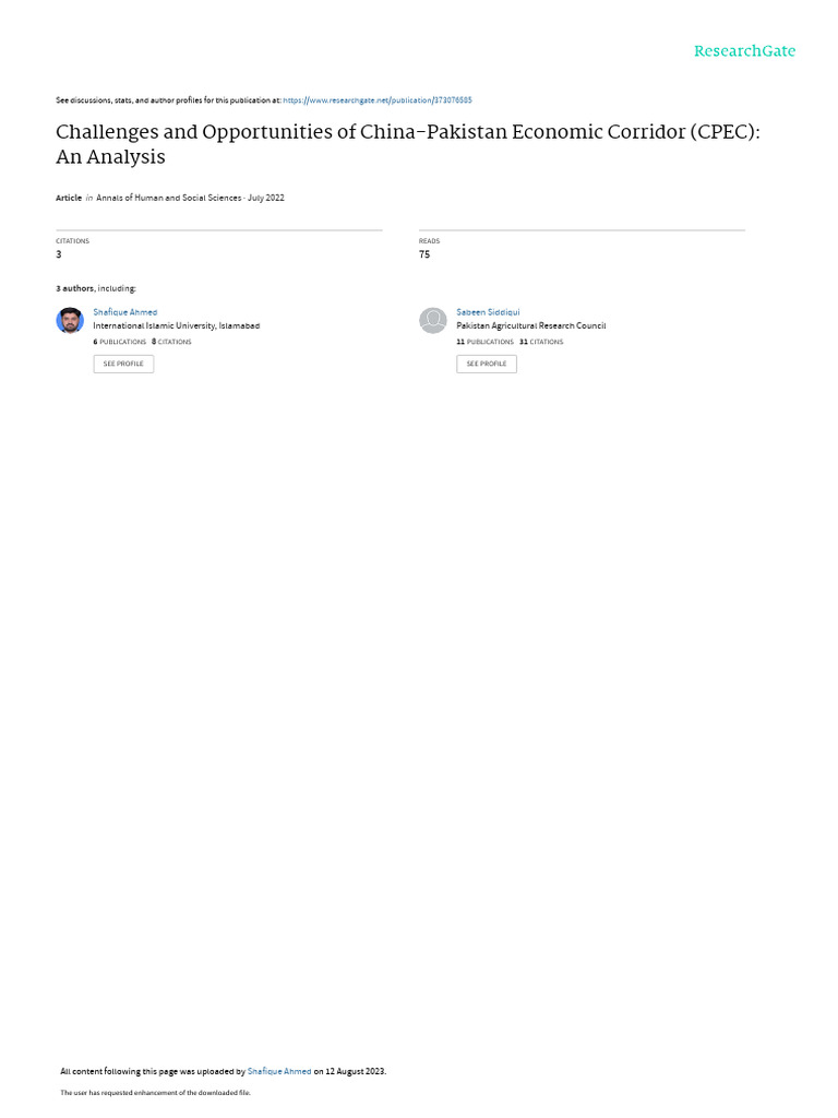 CPEC Challenges and Opportunities Analysis | PDF | Pakistan | Infrastructure