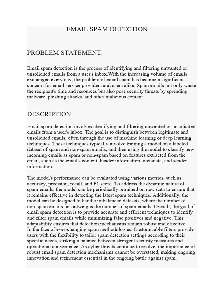 Spam Detection 6 | PDF | Email Spam | Computing Spam Detection 6 | PDF | Email Spam | Computing
