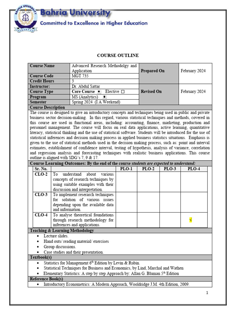 Advanced Research Methods | PDF | Statistics | Methodology