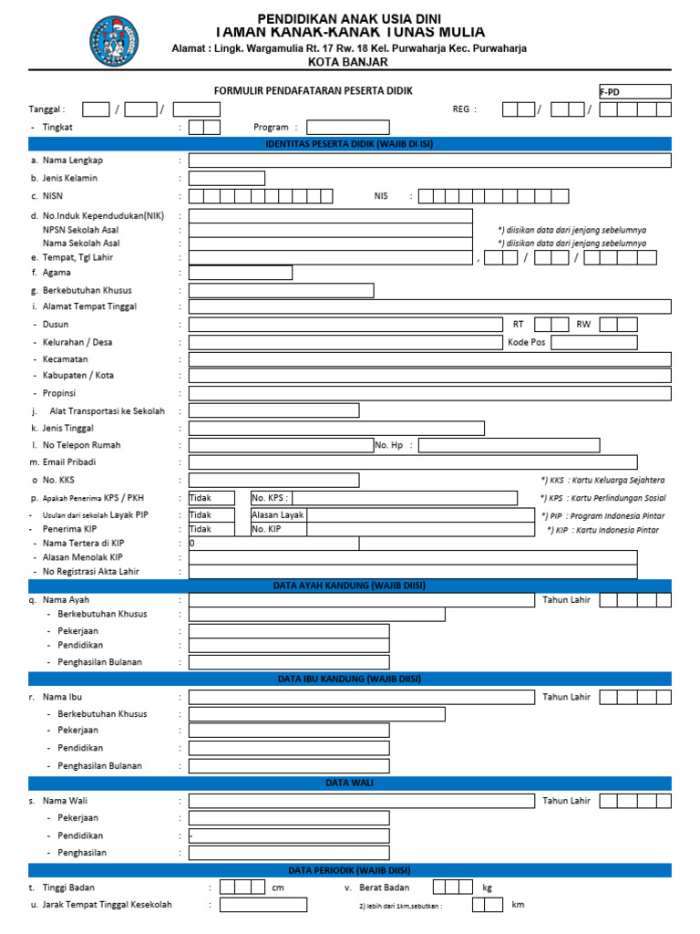 Formulir Pendaftaran | PDF