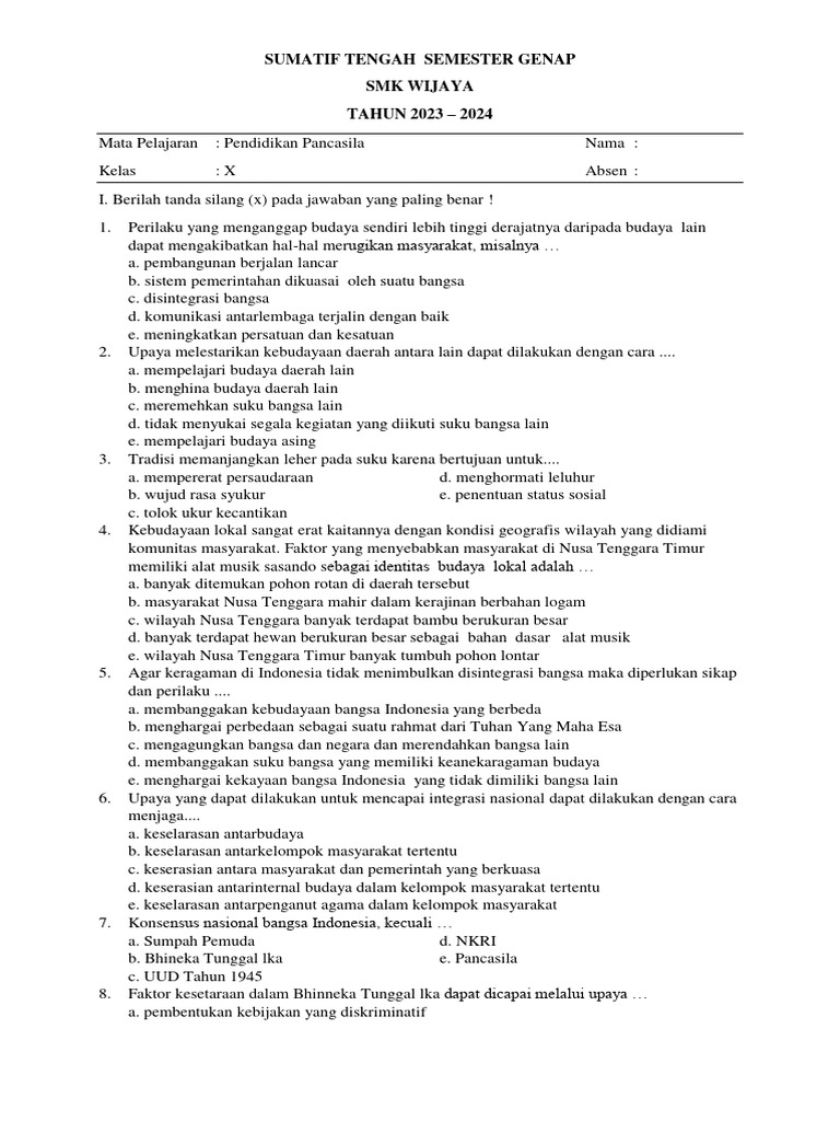 Sumatif Tengah Semester Genap | PDF | Sejarah