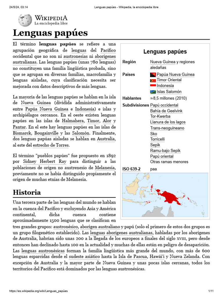 Lenguas Papúes - Wikipedia, La Enciclopedia Libre | PDF | Lingüística ...