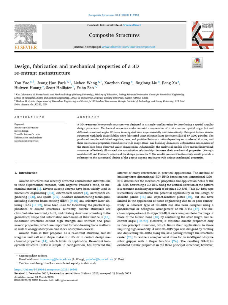 Design, Fabrication and Mechanical Properties of A 3D | PDF ...