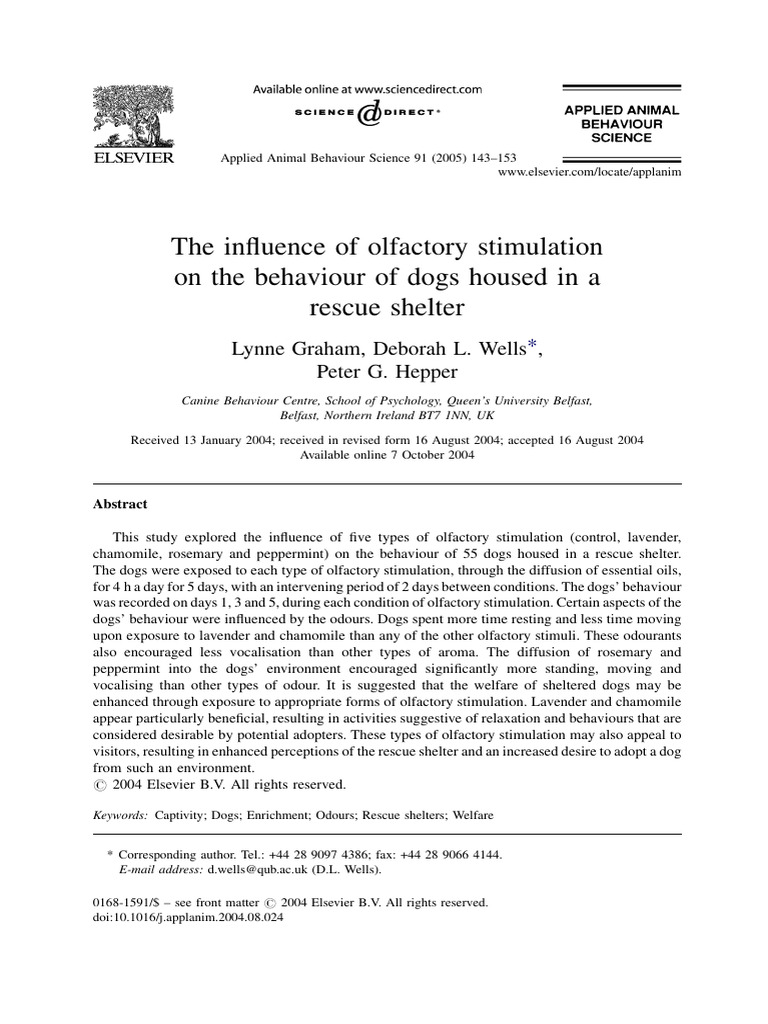 The Influence of Olfactory Stimulation On The Behaviour of Dogs Housed ...