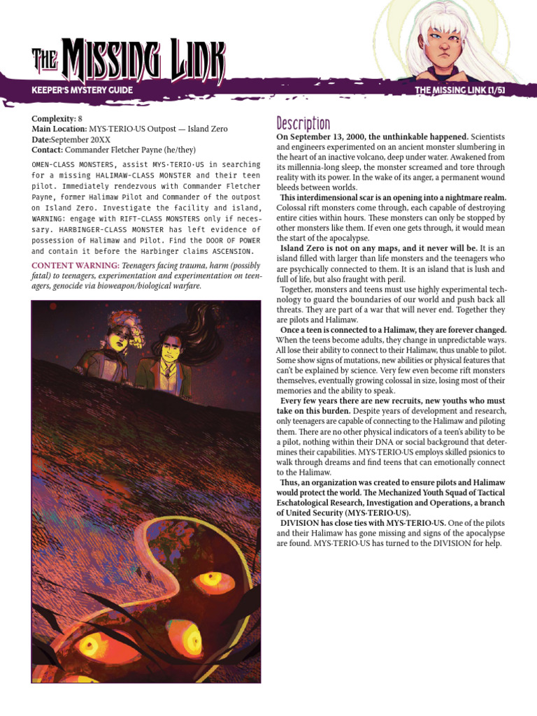 Apocalypse Keys Mystery Folio - The Missing Link | PDF | Adolescence