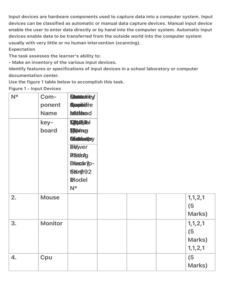 Input Devices Are Hardware Components Used To Capture Data Into A ...