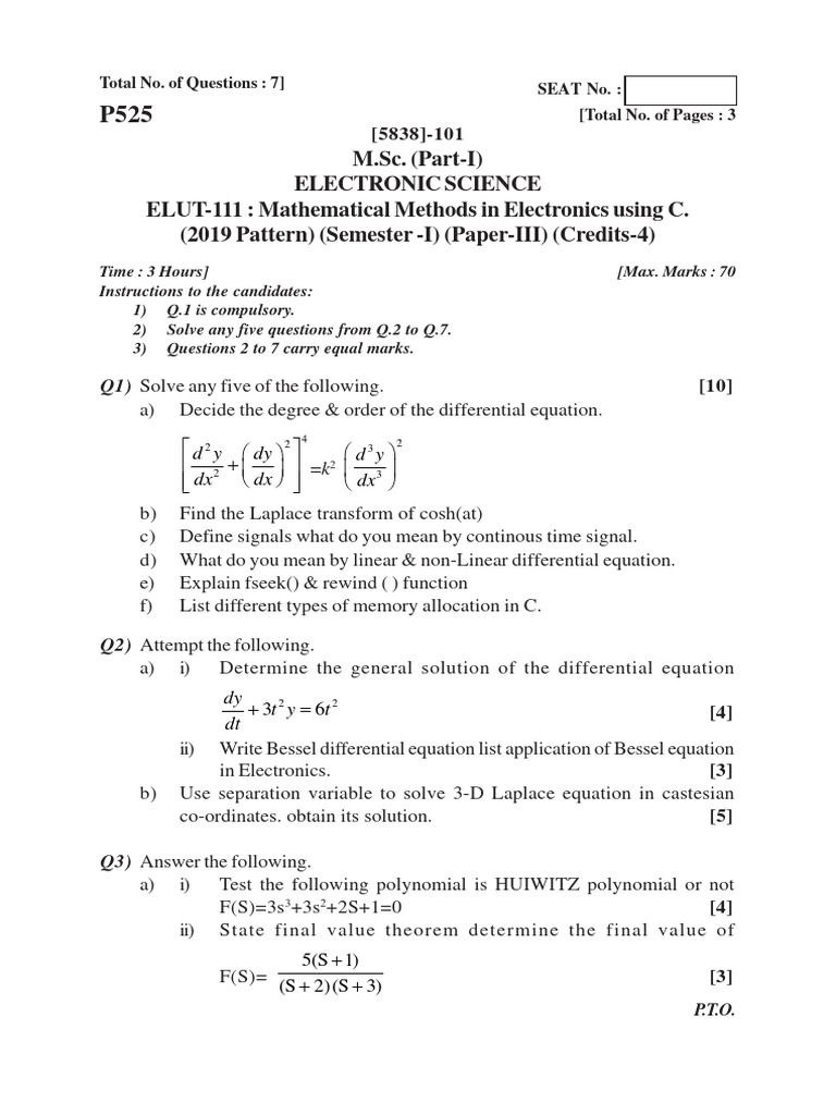 M.SC ( ELECTRONIC SCIENCE ) 2019 PATTERN | PDF | Optical Fiber | Operational Amplifier