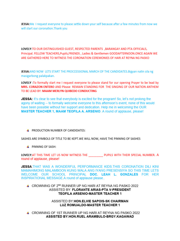 CORONATION SCRIPT - Copy | PDF | Coronation