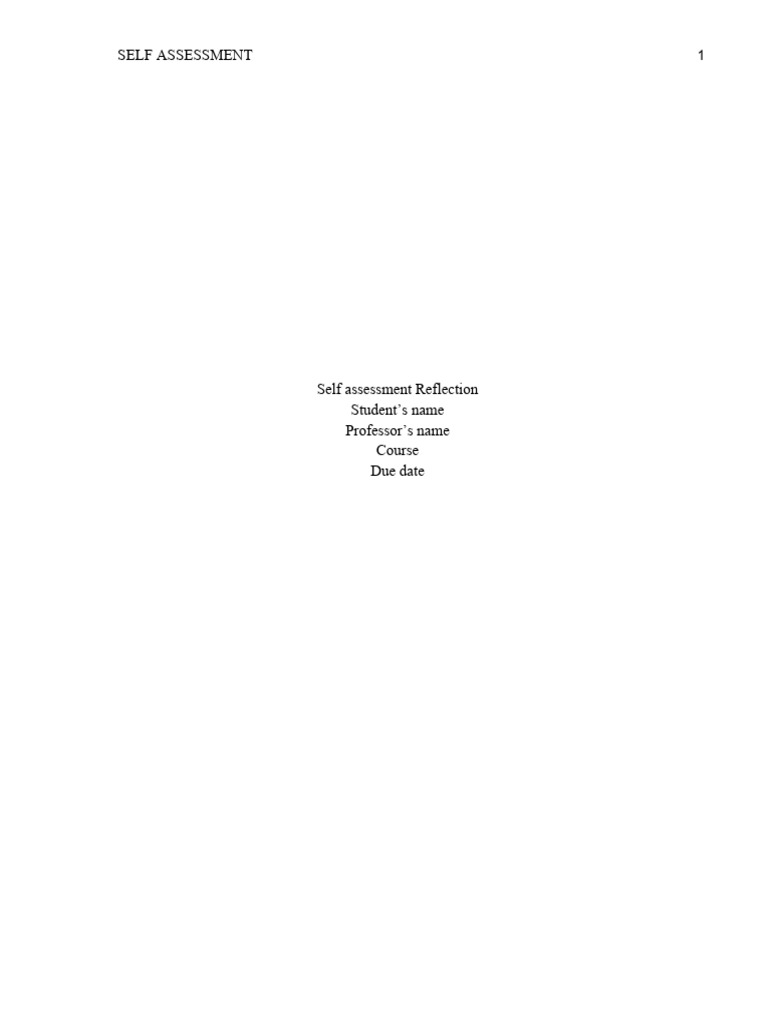 Self Assessment Reflection - Edited | PDF | Communication | Behavior