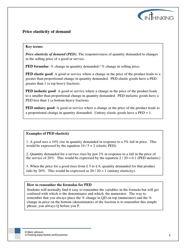 ped-elasticity | PDF | Demand | Price Elasticity Of Demand ped-elasticity | PDF | Demand | Price Elasticity Of Demand