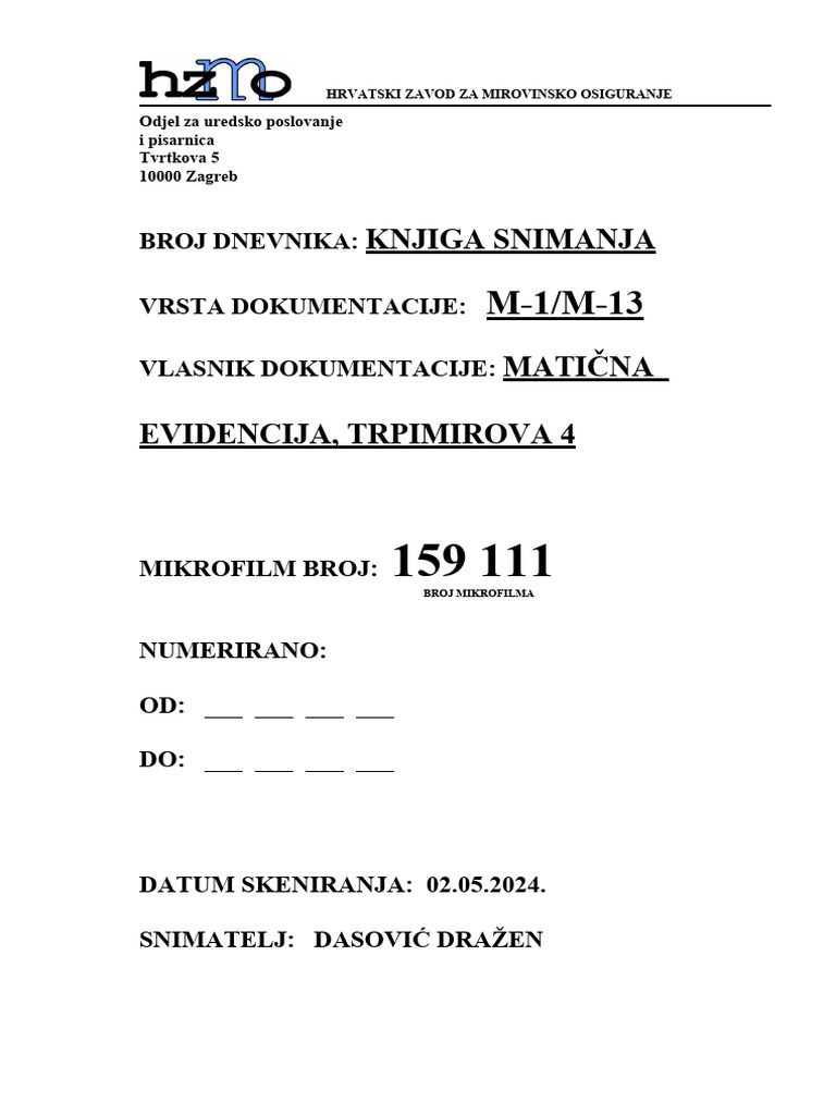 Obrazac Snimanje | PDF