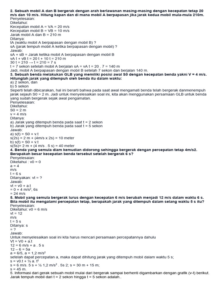 Hitung Jarak dan Waktu Gerak Lurus | PDF