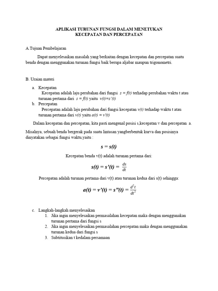 Aplikasi Turunan Fungsi | PDF