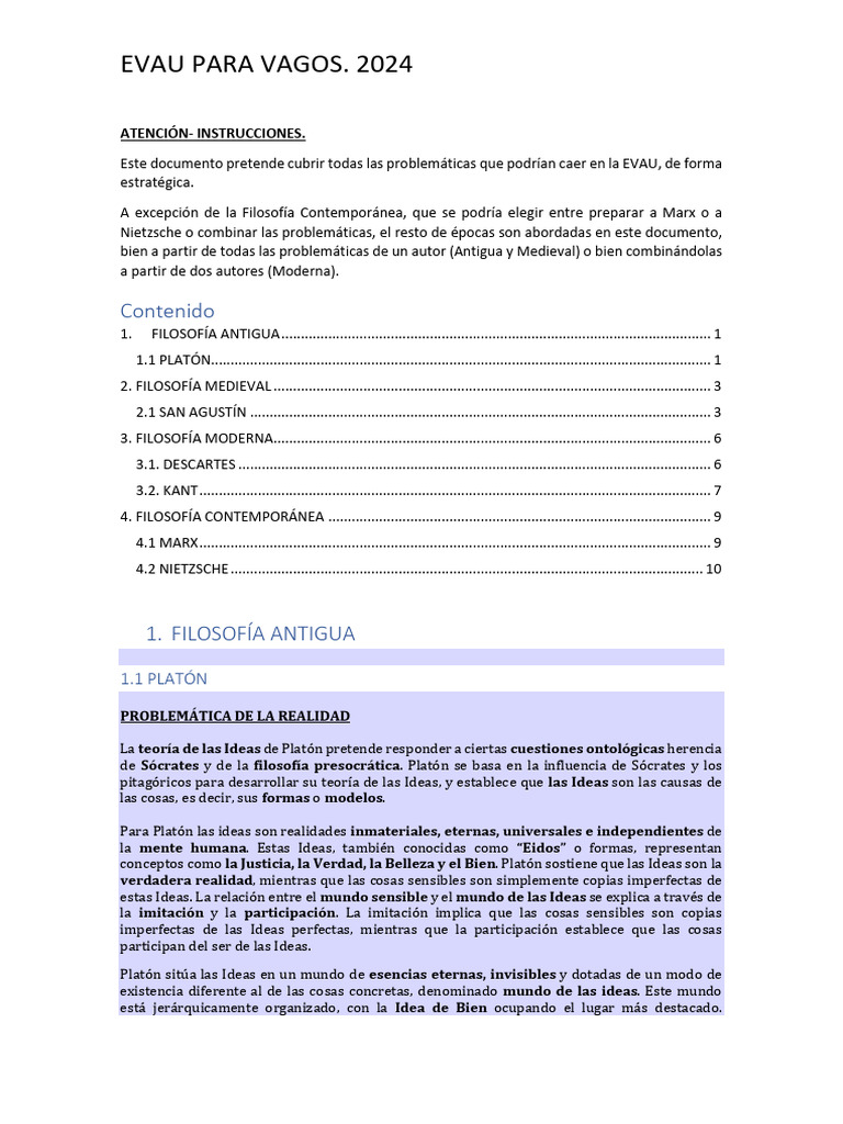 Evau para Vagos. 2024 | PDF | La teoría de la alienación de Marx | Platón
