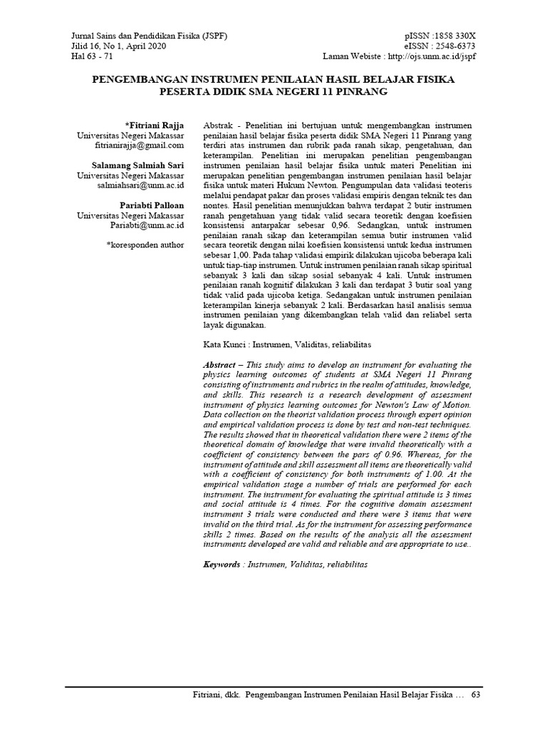 009 - Pengembangan Instrumen Penilaian Hasil Belajar Fisika Peserta ...