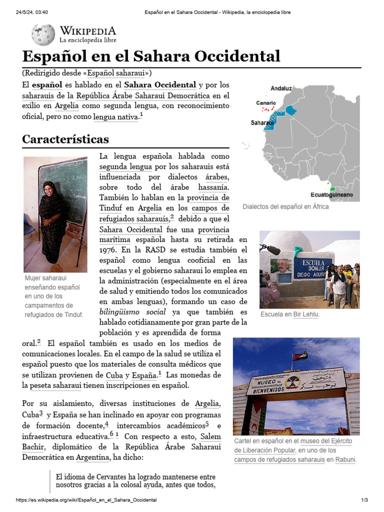 Español en El Sahara Occidental - Wikipedia, La Enciclopedia Libre ...