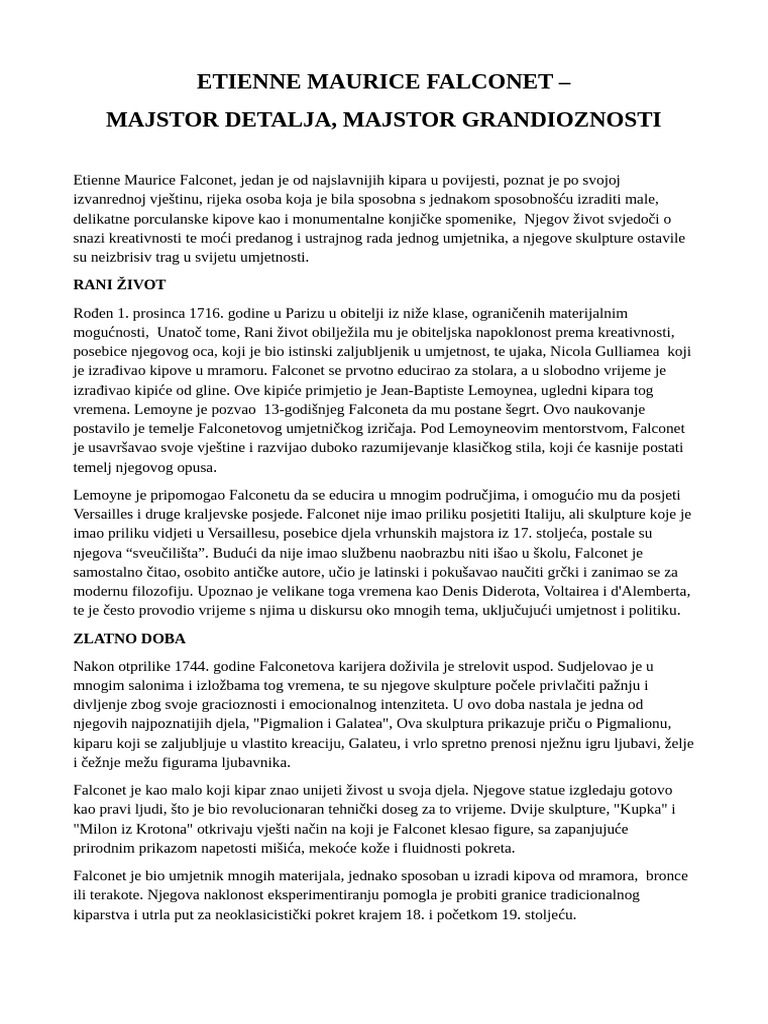 Etienne Maurice Falconet | PDF