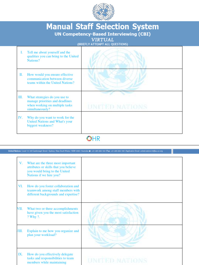 UN Skills Assessment and Competency Based Virtual Interview (Manual ...