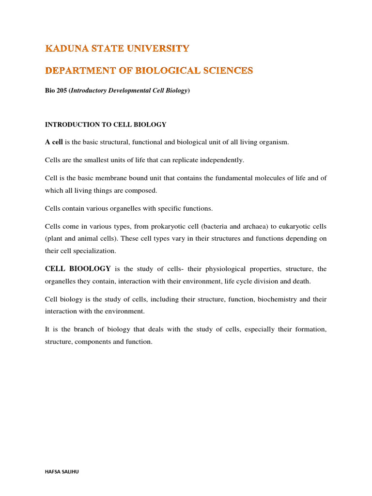 developmental cell biology note 1 | PDF | Cell (Biology) | Biology