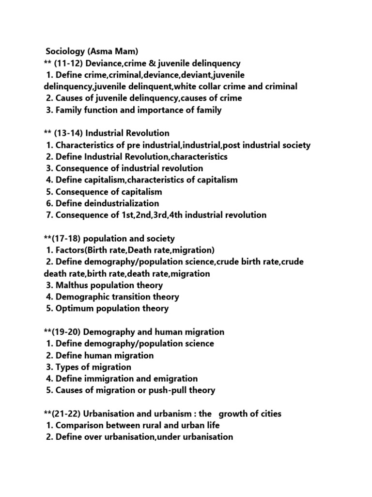 Sociology Pdf Demography Deviance Sociology