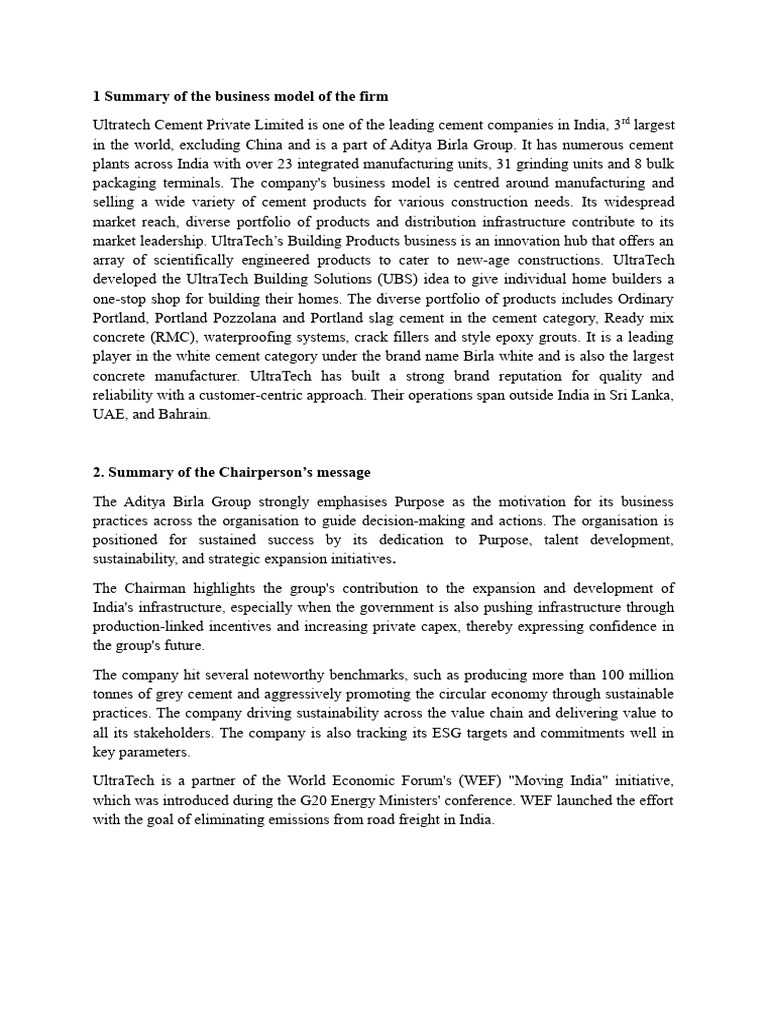 UFS_assignment | PDF | World Economic Forum | Cement