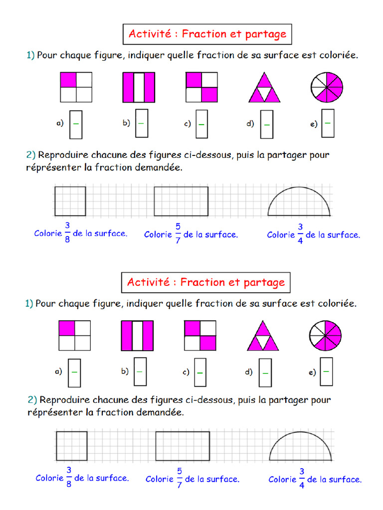 Act Fraction Et Partage 1 | PDF