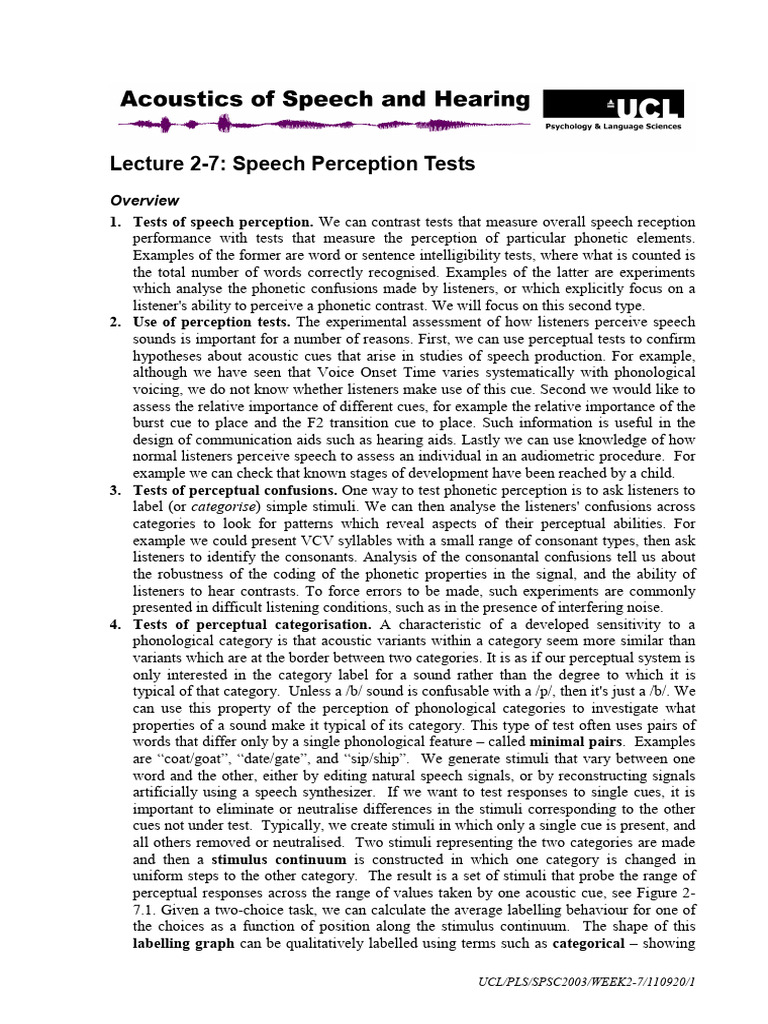 Week2 7 | PDF | Perception | Phonetics