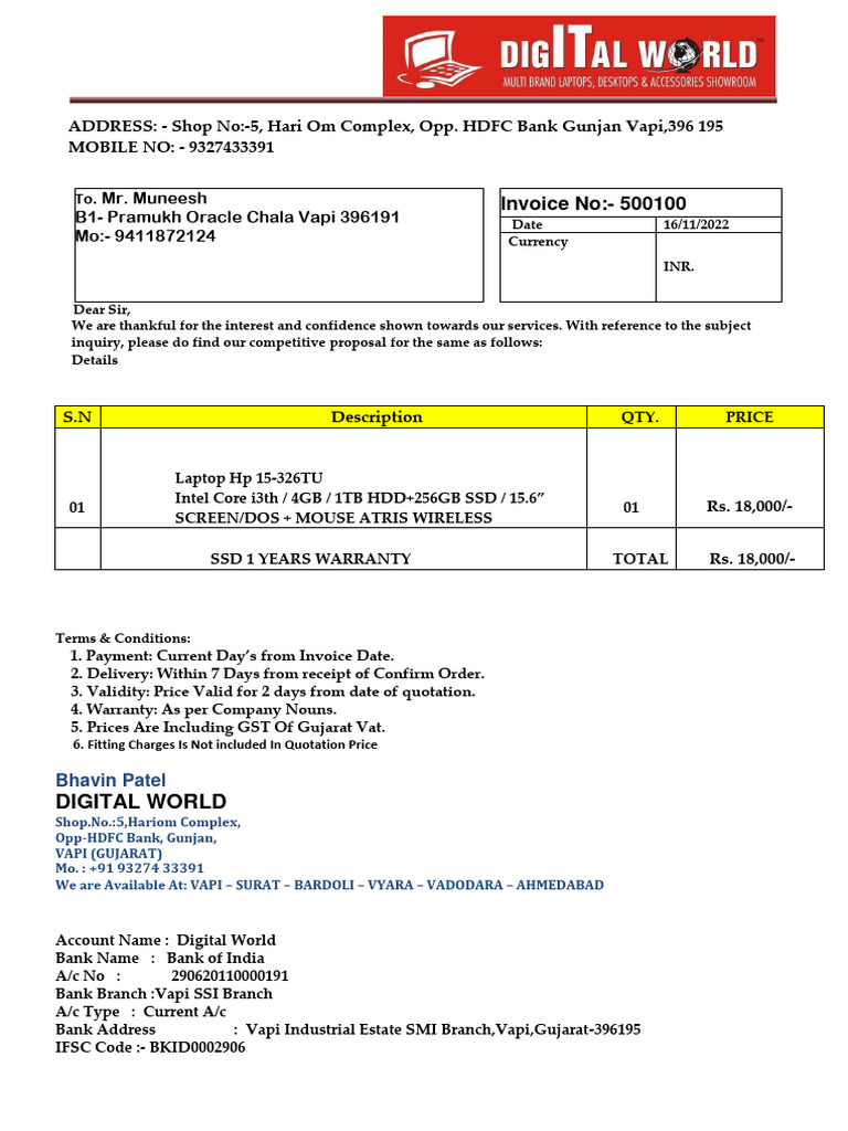HP Invoice | PDF
