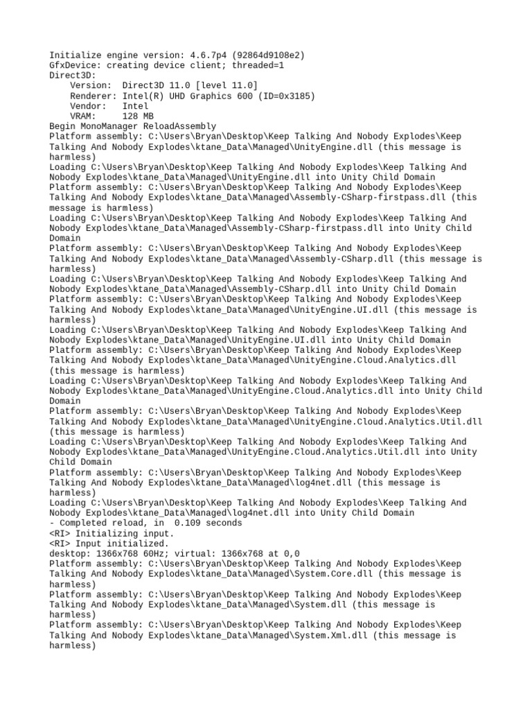 Game Initialization Log | PDF | Software | Computing Platforms