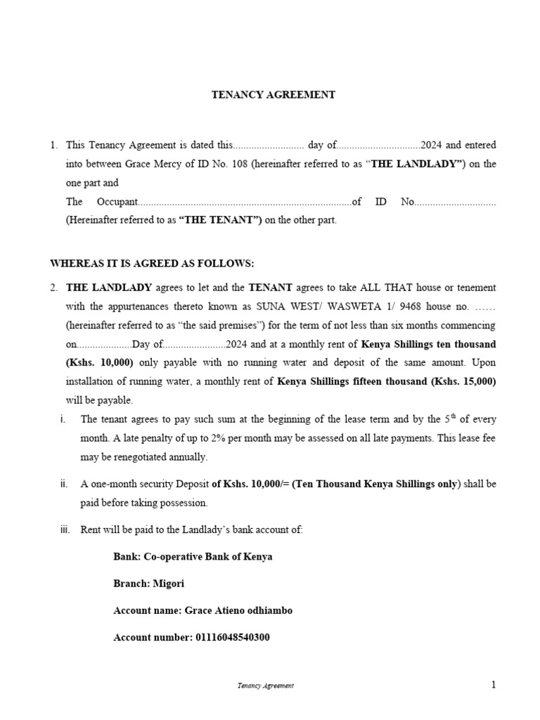 TENANCY AGREEMENT one | PDF | Leasehold Estate | Landlord
