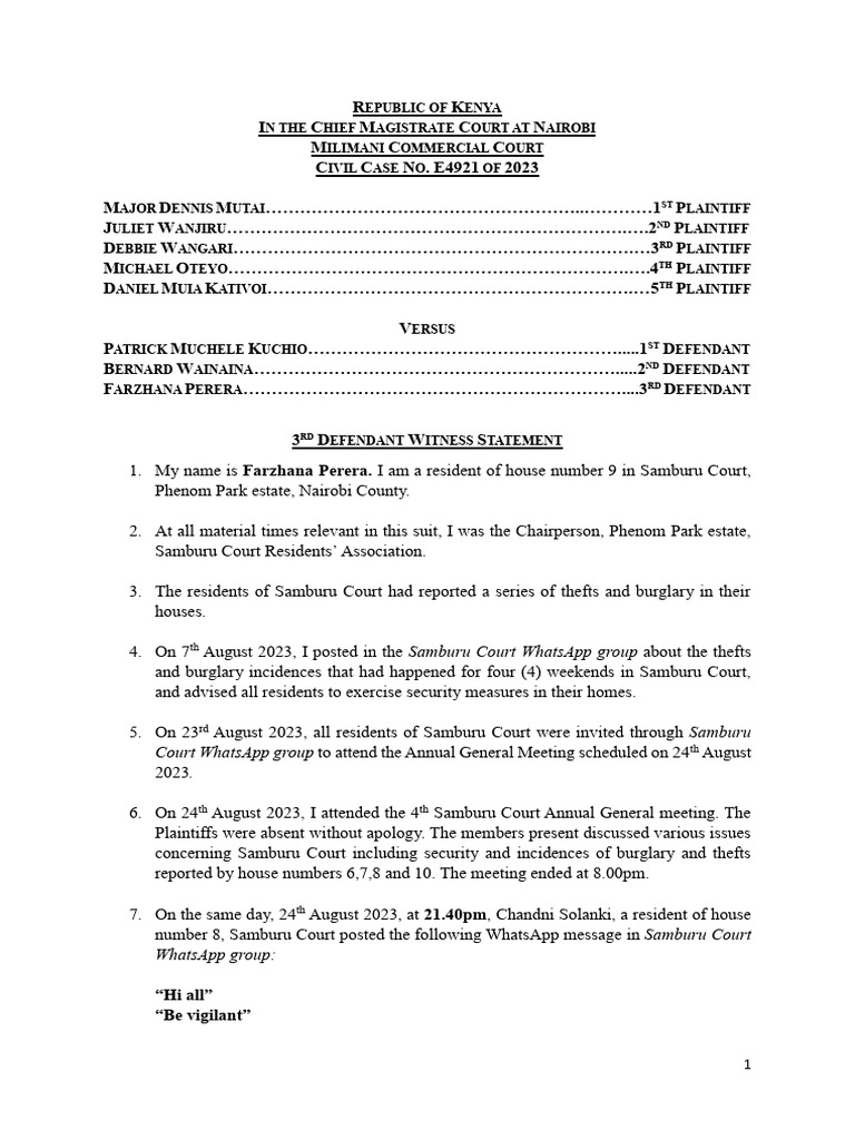 3rd Defendant Witness Statement | PDF | Burglary | Crimes