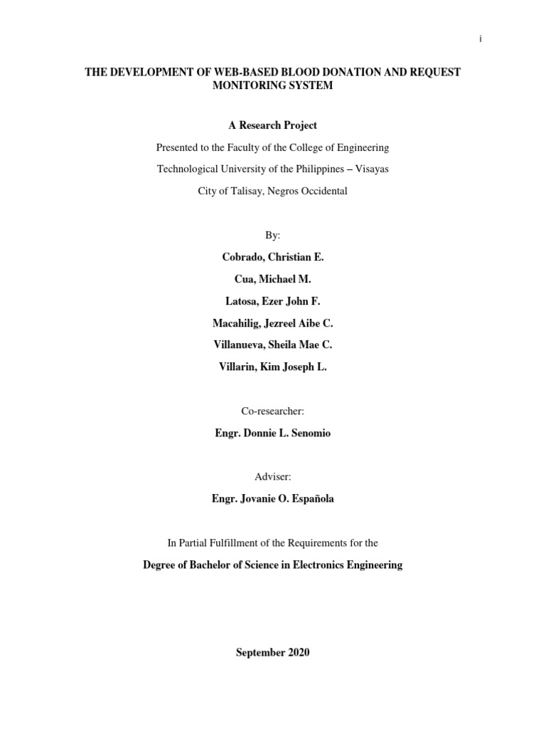 Development of Web Based Blood Donation and Request Monitoring System Chapter 1 5 | PDF ...