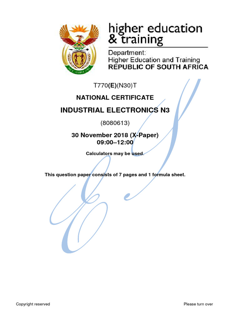 Industrial Electronics N3 QP Nov 2018 | PDF | Electronic Circuits ...
