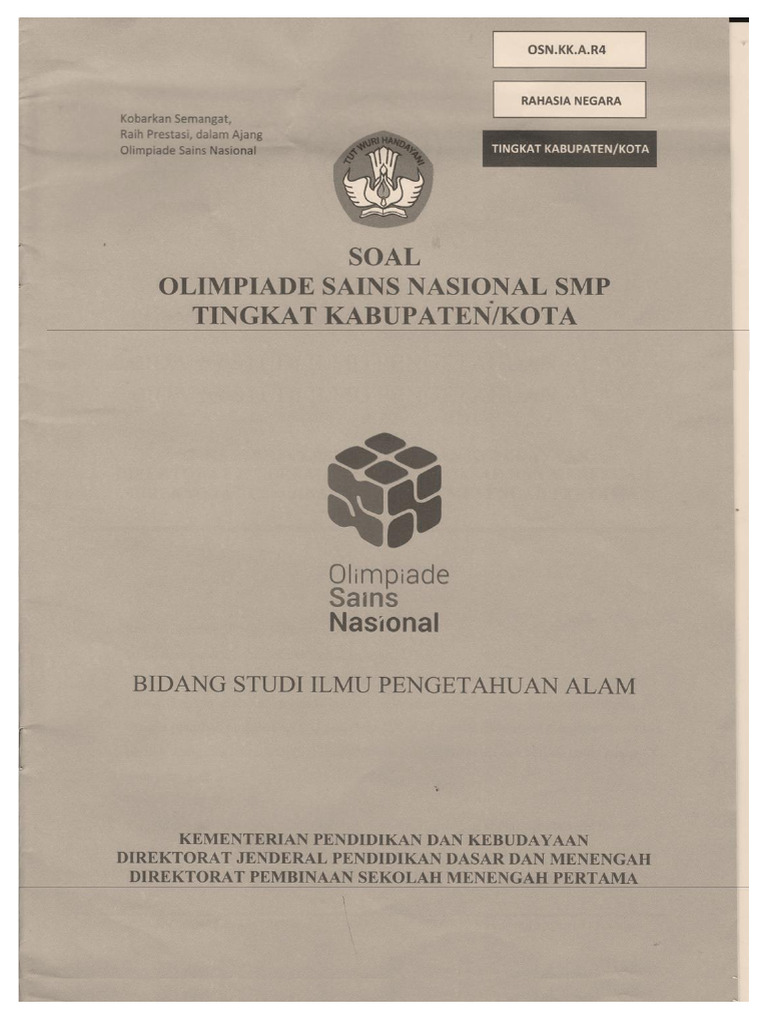 IPA OSN-K SMP 2016 - Soal (WWW - Defantri.com) | PDF