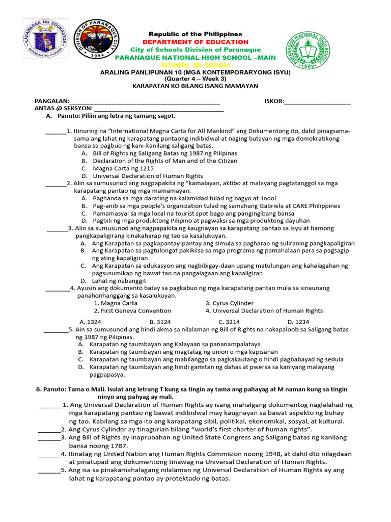 Quarter 4 Week 3 Learning Activity Sheet | PDF