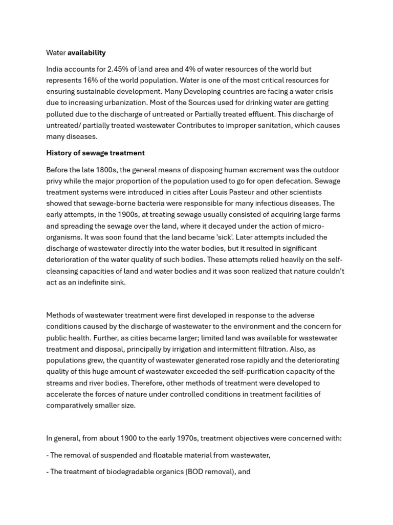History of Sewage Treatment | PDF | Sewage Treatment | Sewage